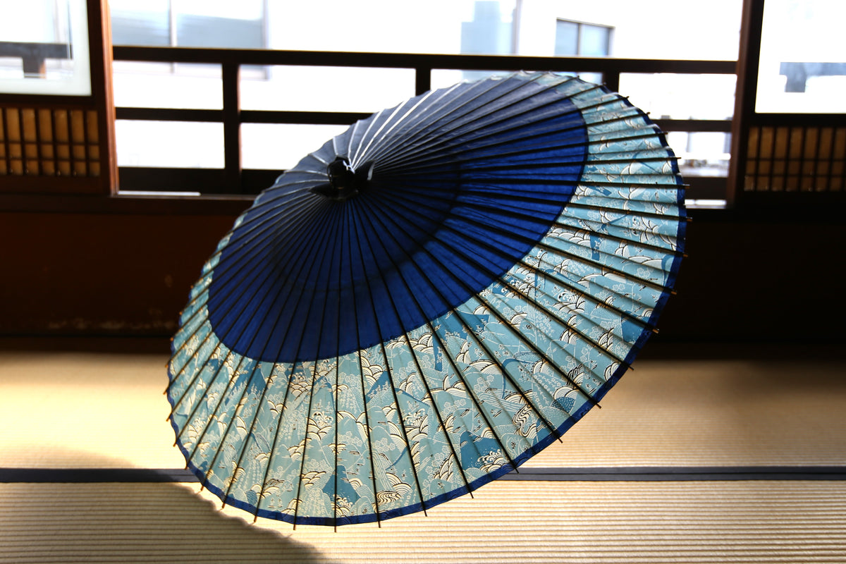Jano-me gasa (Japanese umbrella) [Moon : mountain x navy blue] – 和傘CASA